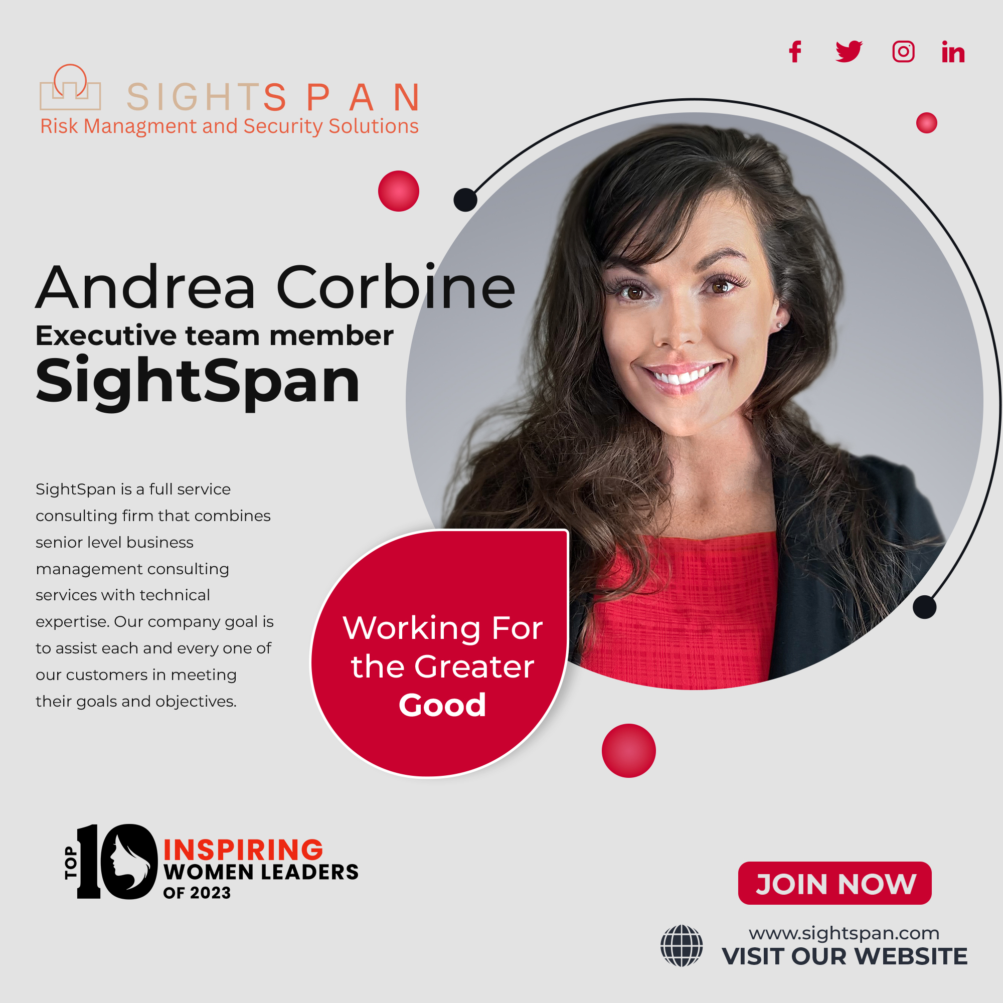 Andrea Corbine, Executive team member of SightSpan, Top 10 Inspiring ...